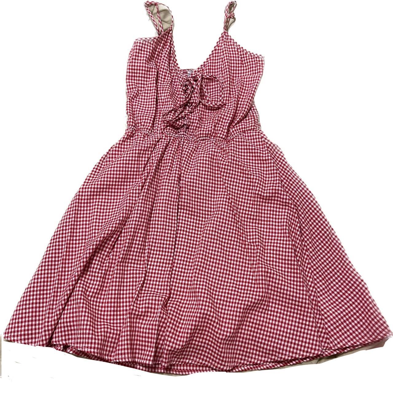 Cottage core red and white gingham dress Small, can... - Depop