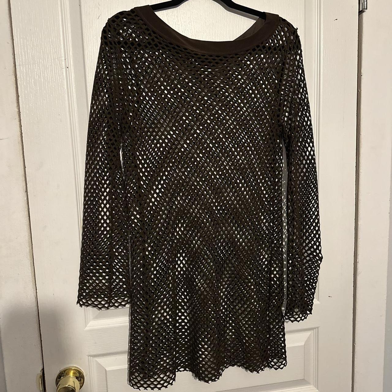 Brown fishnet dress There is no tag nor size If... - Depop