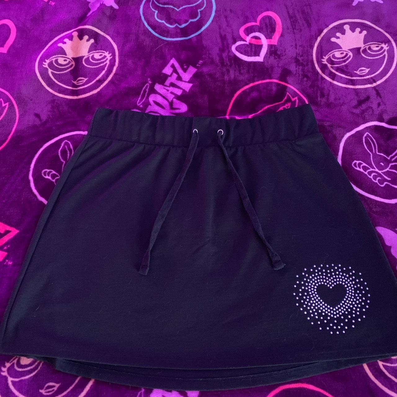 Black Y2k 2000s skirt with a be azules rhinestone... - Depop