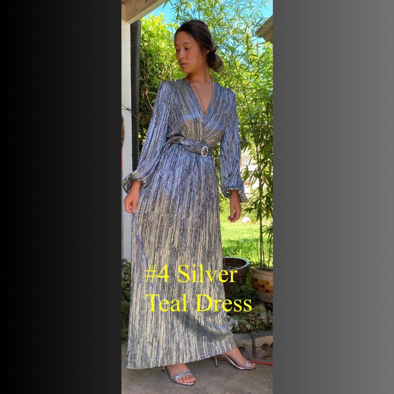 Myer Collection: metallic plisse belted maxi dress... - Depop