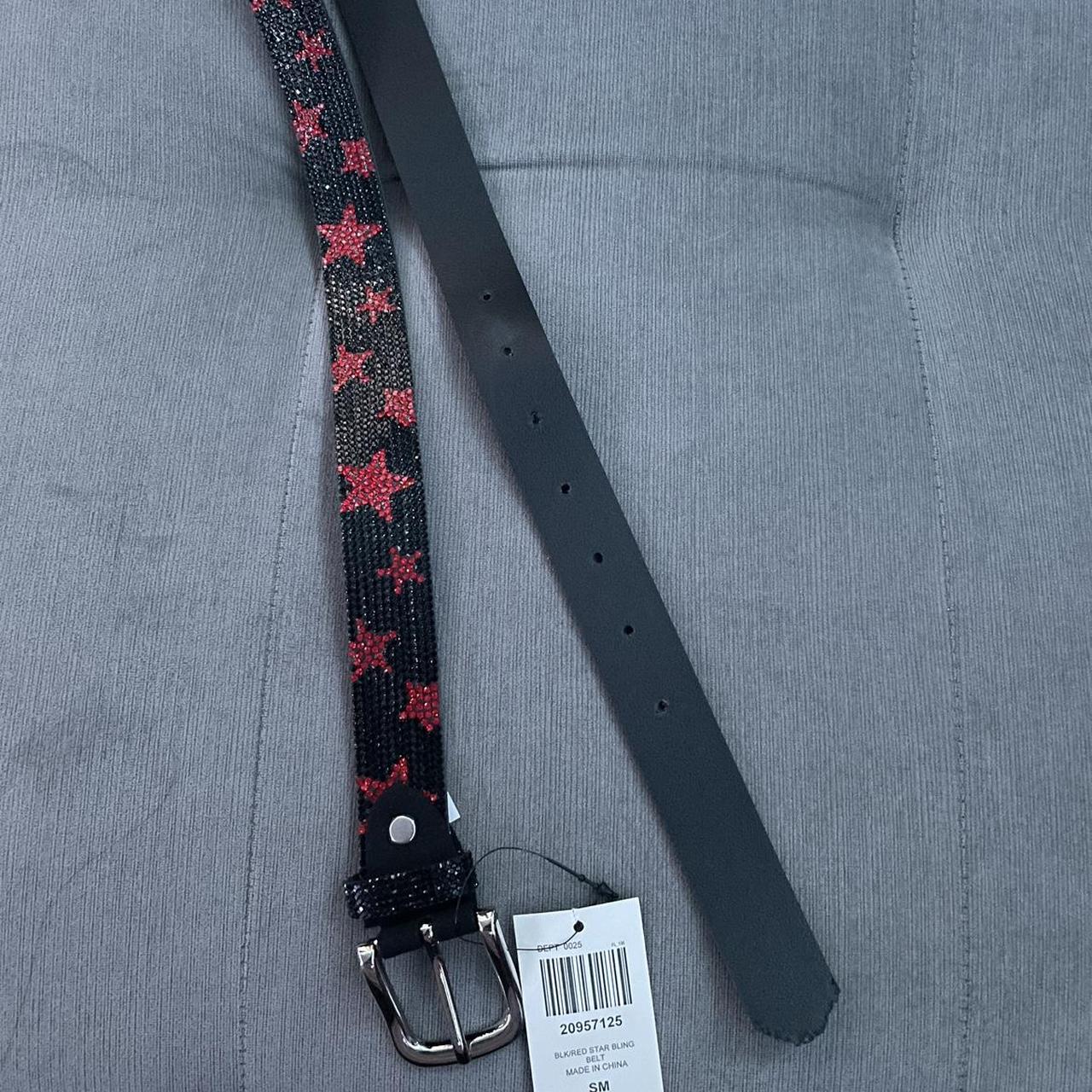 Hot topic black and red bling star belt Size S New... - Depop