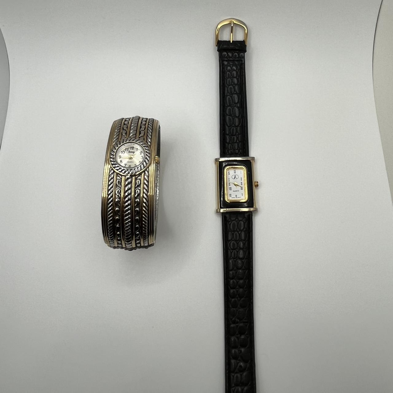 Avon Women's Black and Gold Watch | Depop
