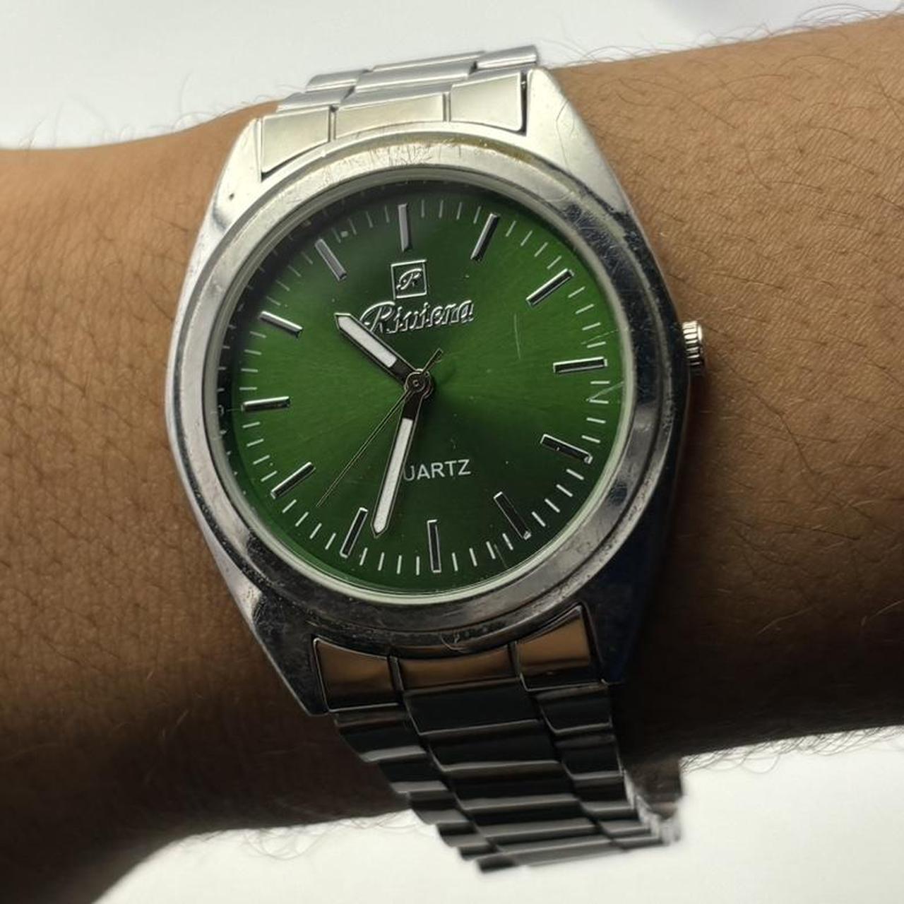 Silver & green men’s watch. Fully functional with... - Depop