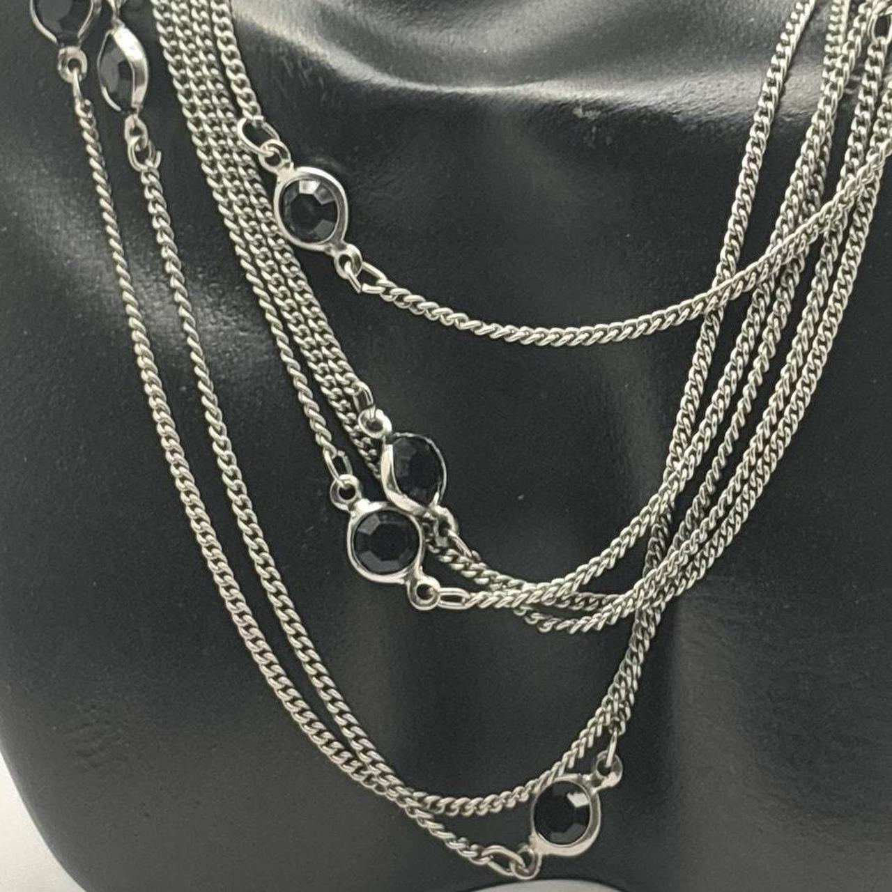 Y2k Silver & Black Crystal Necklace. This is an... - Depop