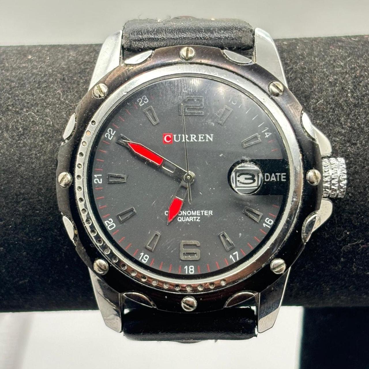 Black & Red Curren Men's Watch. Fully functional... - Depop