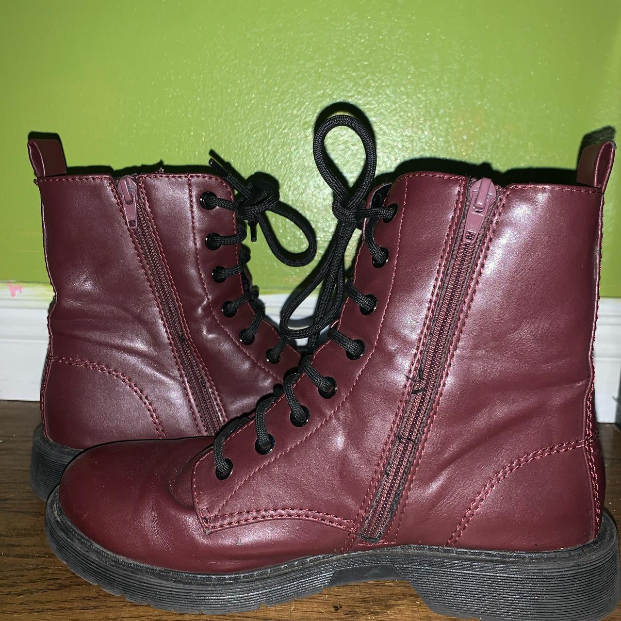 Burgundy combat boots that sadly no longer fit!... - Depop