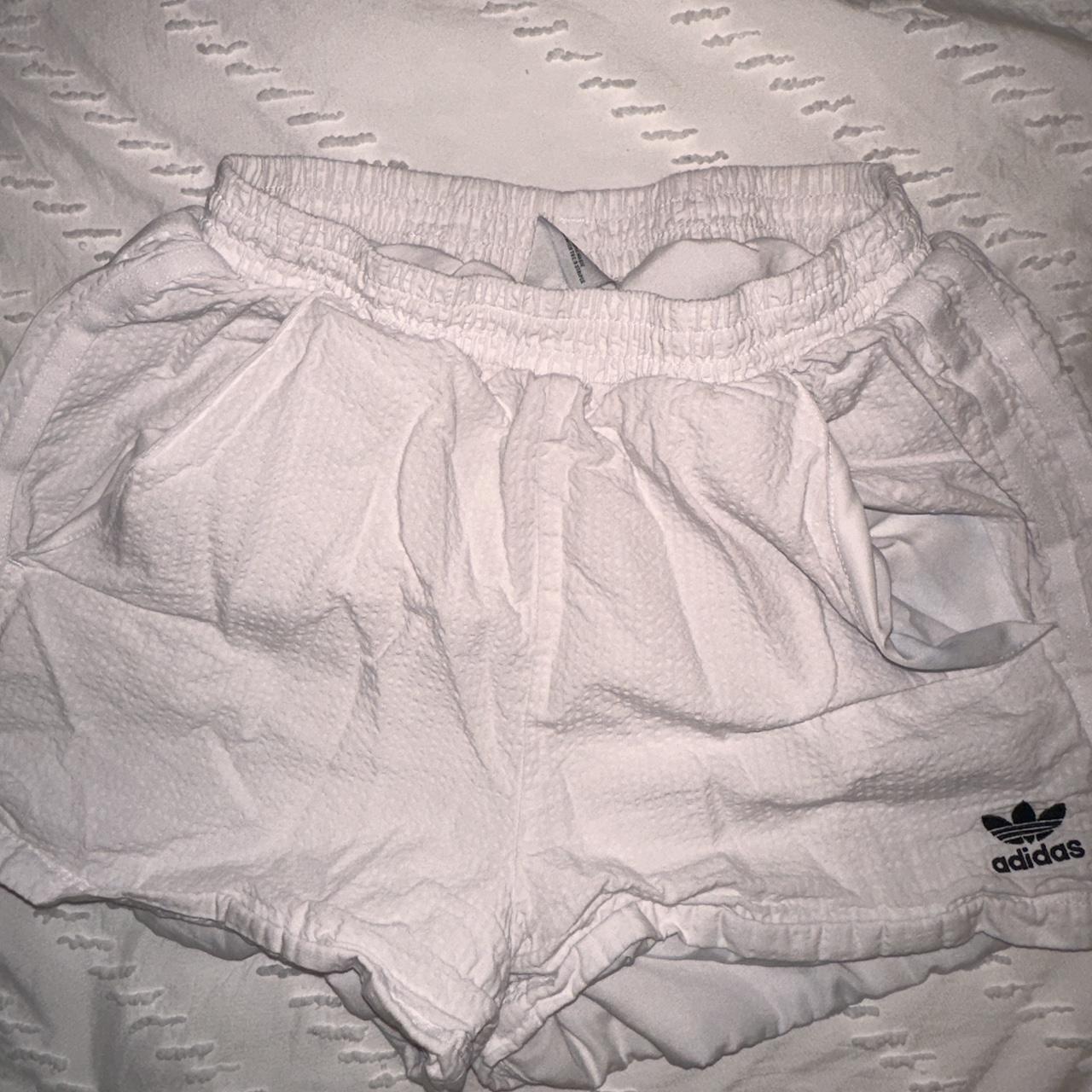adidas white athletic shorts fits like an XS (light... - Depop