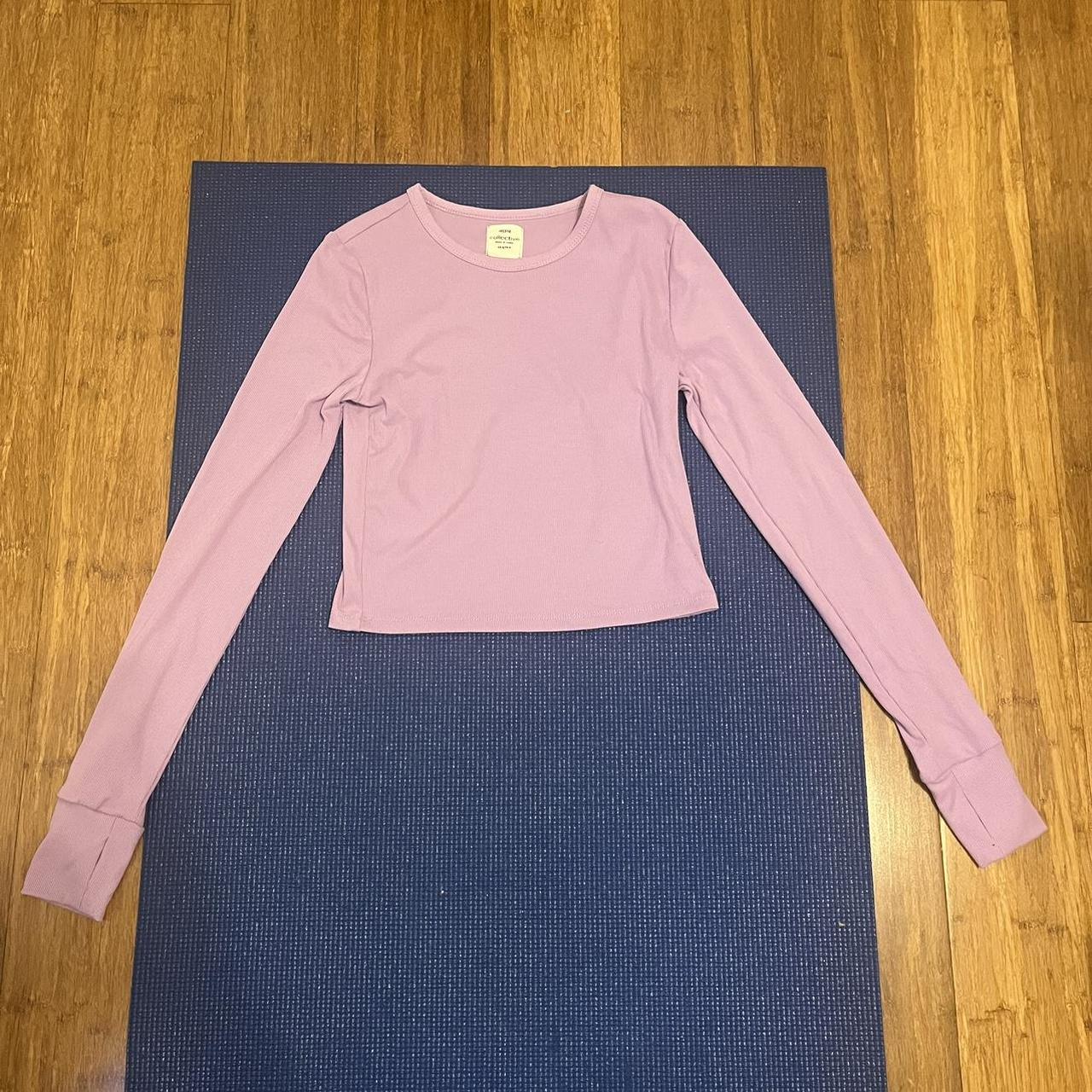 ARDENE cropped long sleeve ribbed purple Long sleeve... - Depop