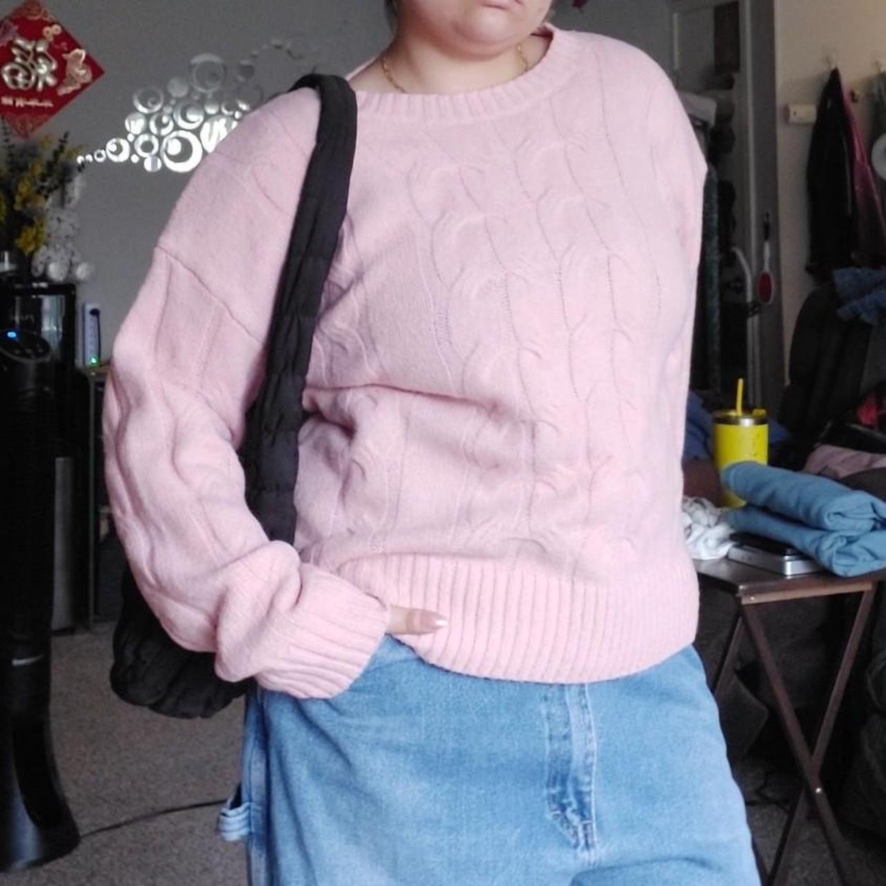 Pink cable knit sweater💗🎀 SIZE xl Honestly super... - Depop