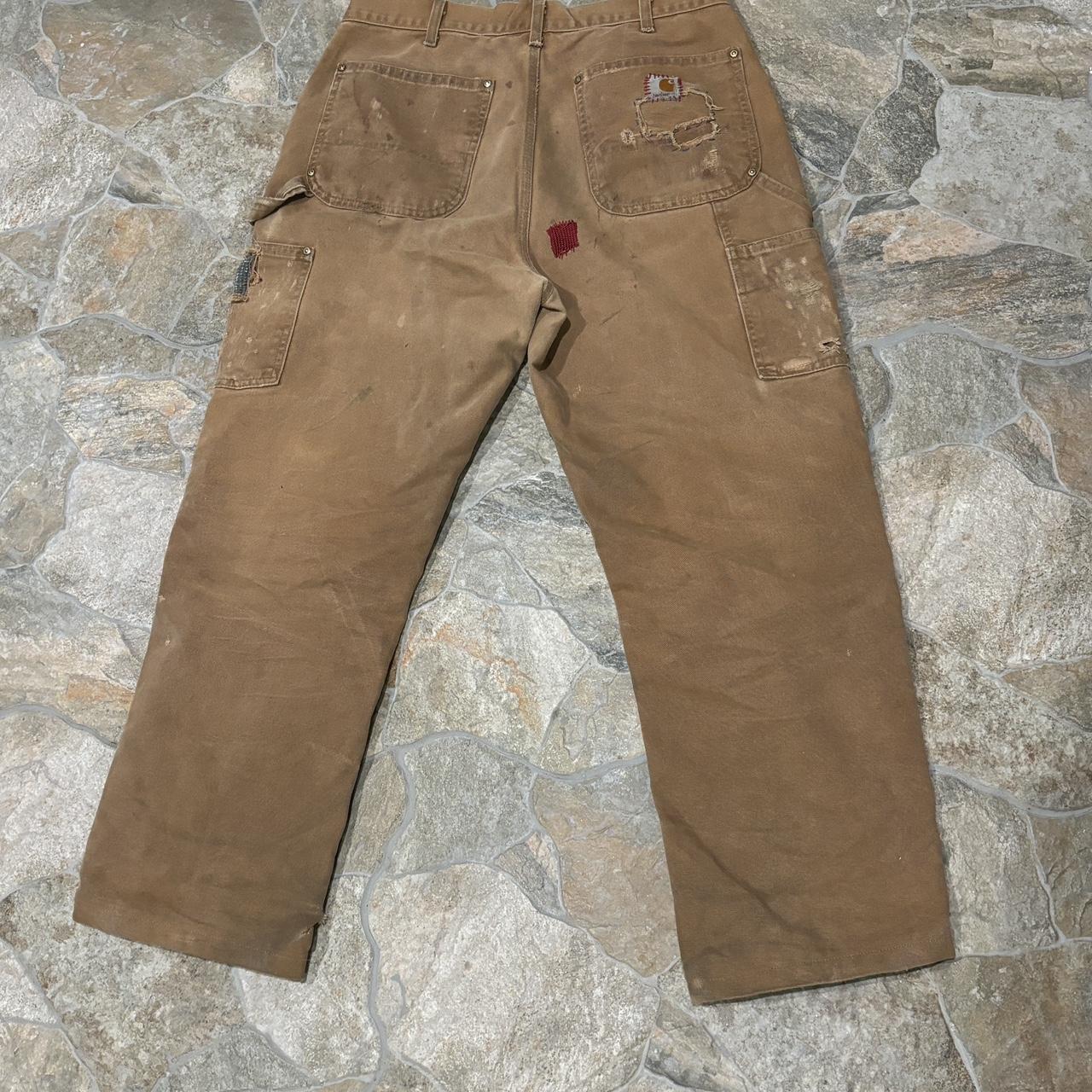 reworked carhartt double knees size 34x31 handsewn... - Depop