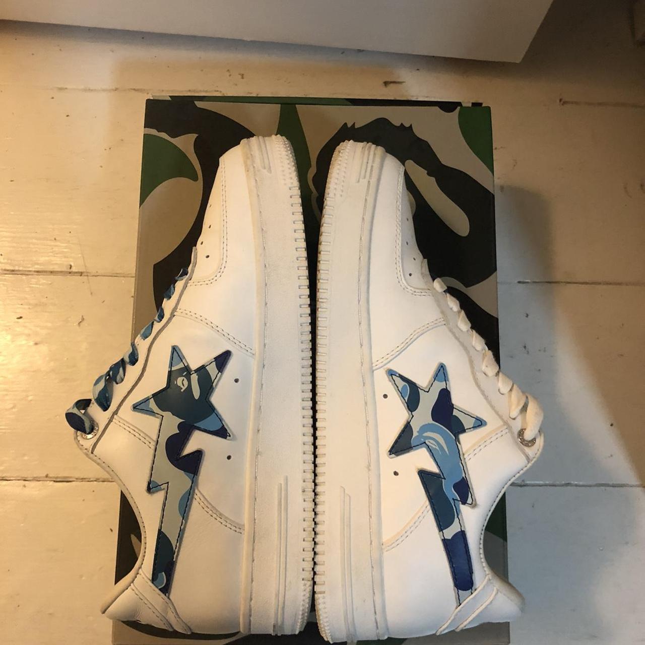 Blue white bapestas Size uk7 Used 3 times Comes... - Depop