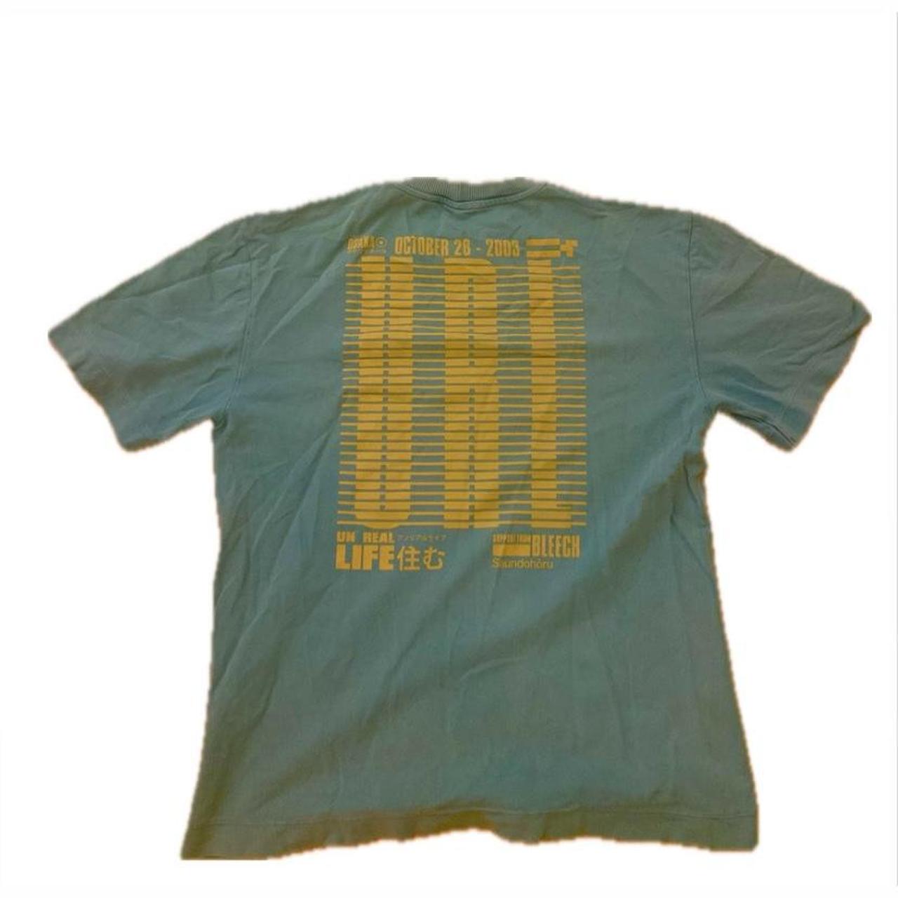 Bleach Turquoise and Yellow Beach T-Shirt Large Good... - Depop