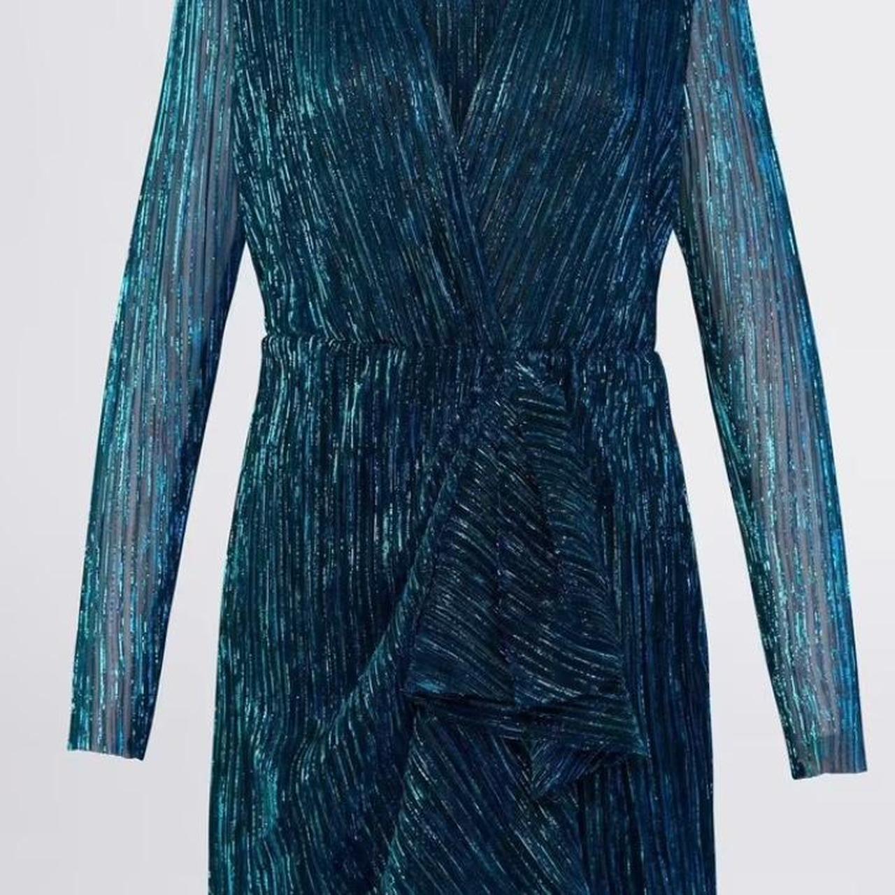 Sheike Atmosphere mini dress Blue metallic long... - Depop