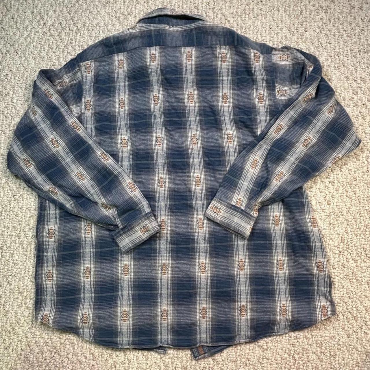 L.L. Bean Cotton Plaid Flannel Shirt Aztec Print... | Depop