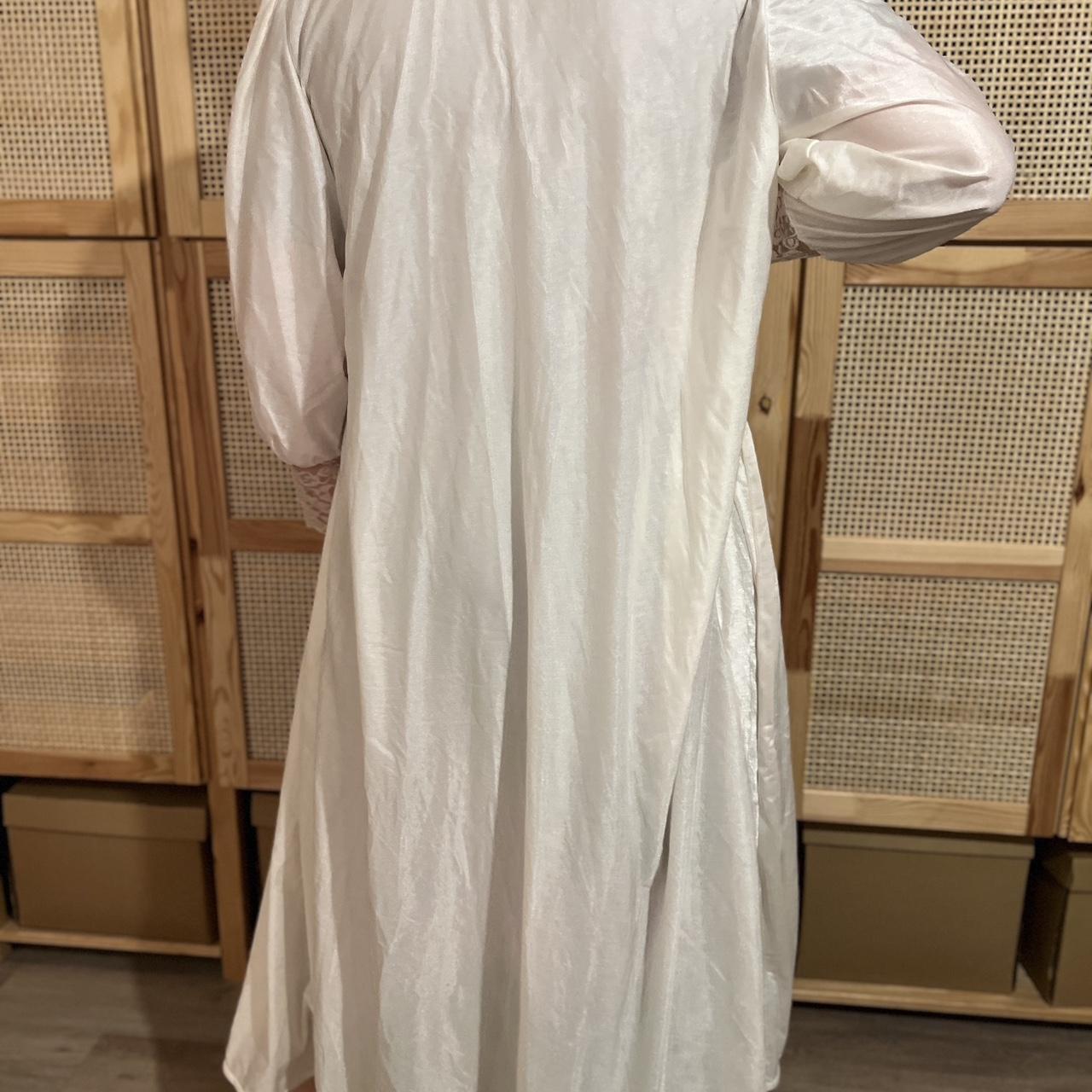 beautiful long vintage satin cream off white gown /... - Depop