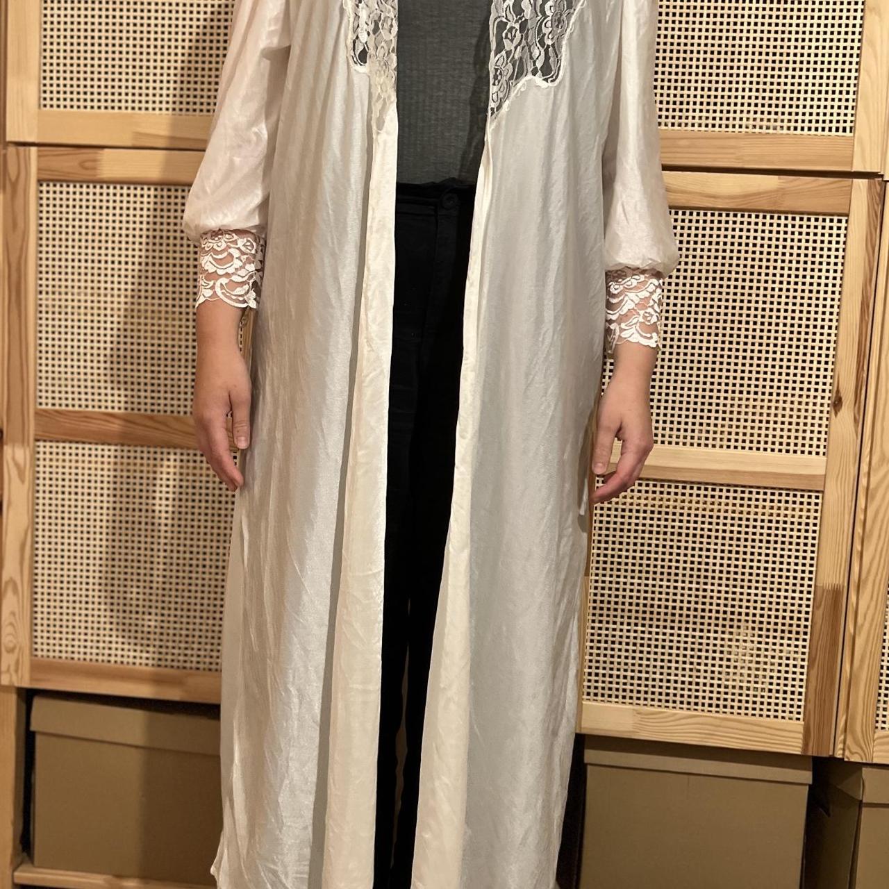 beautiful long vintage satin cream off white gown /... - Depop