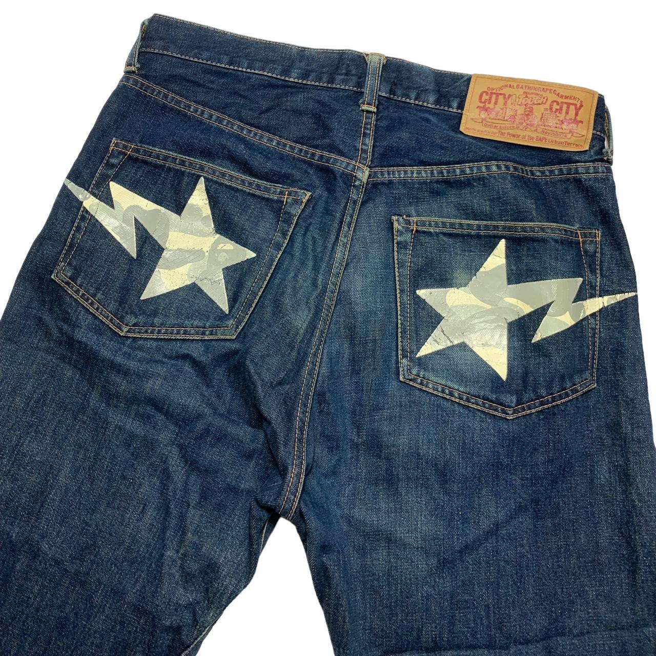 Bape Bapesta Jeans Rare a bathing ape camo star... - Depop