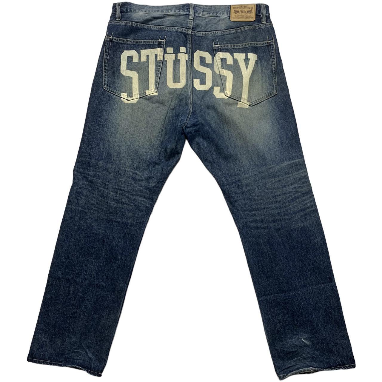 Stüssy Men's Blue and White Jeans | Depop