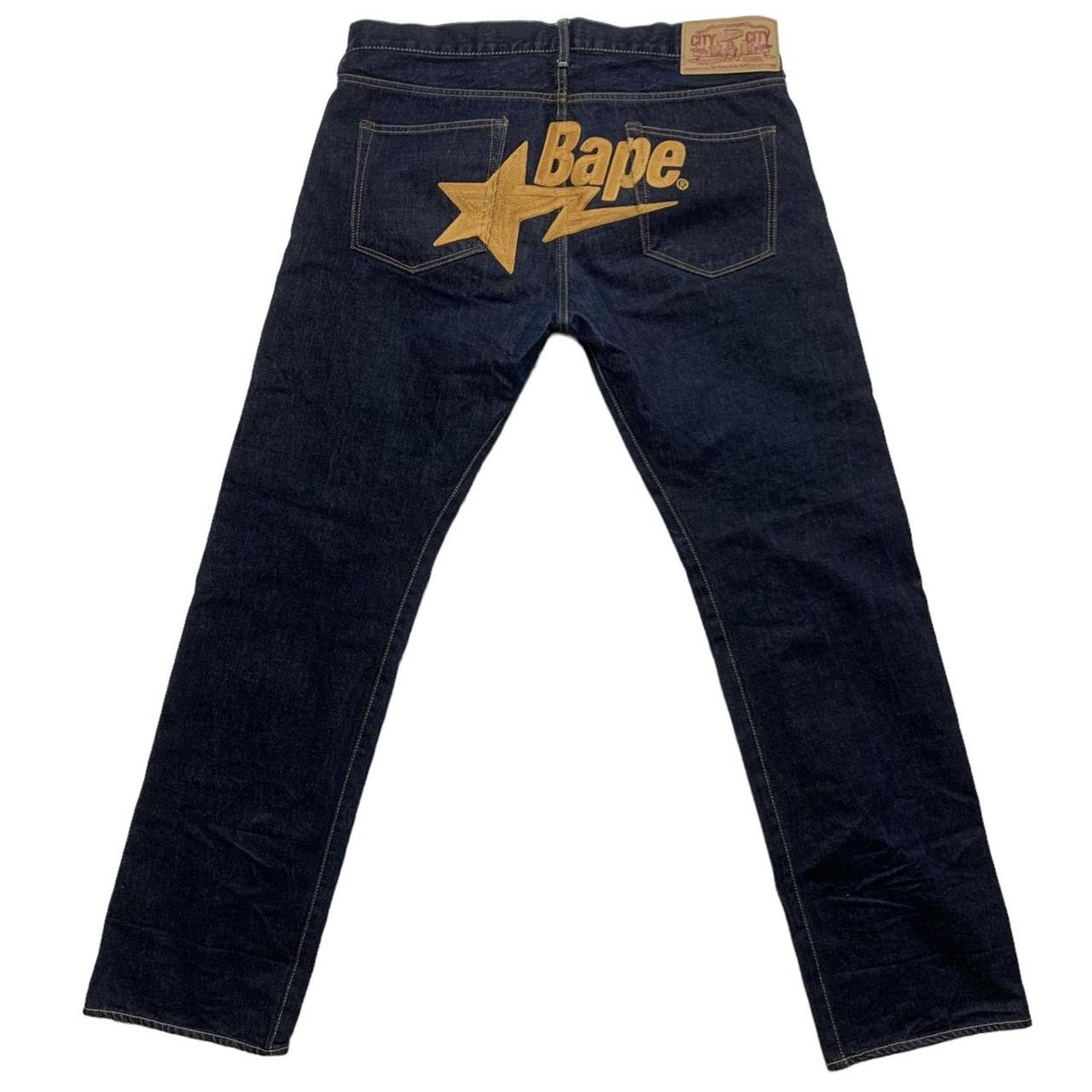Bape Bapesta Jeans Rare embroidered spellout Waist... - Depop