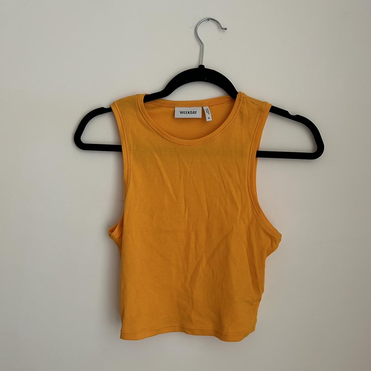cropped bright orange Weekday tank top #tank... - Depop