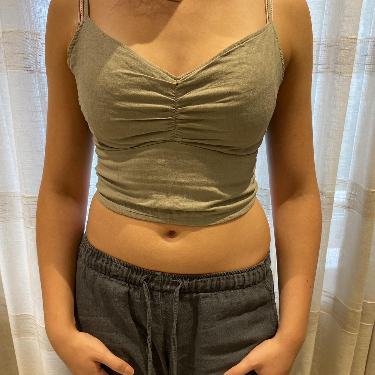 abercrombie & fitch sage green crop tank label says... - Depop
