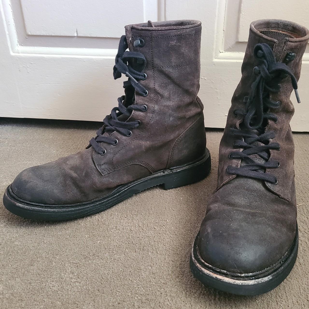 Frye boots Dean Combat Lace Up - Brown size 9... - Depop