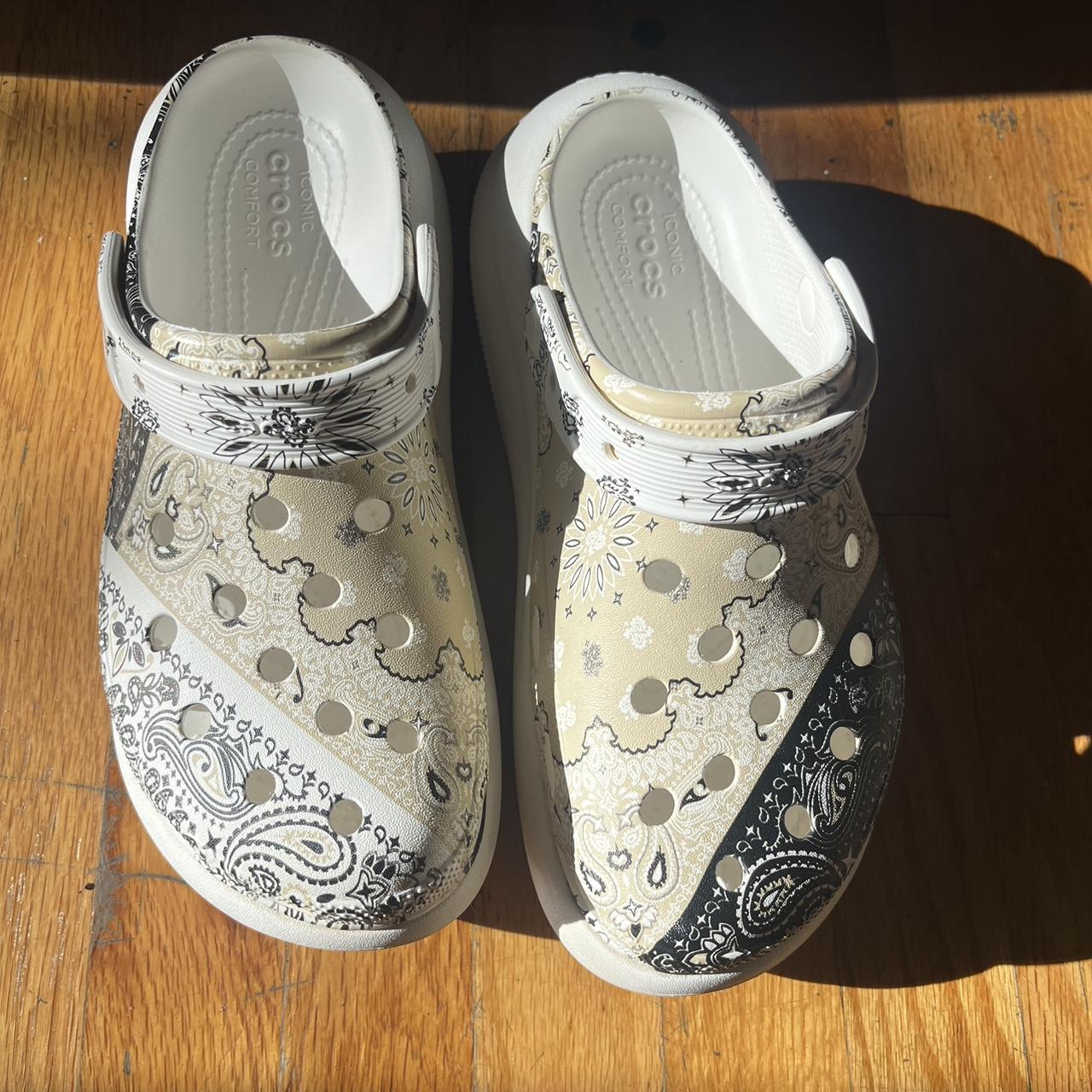 Super cool unique bandana platform crocs Size 9W... - Depop