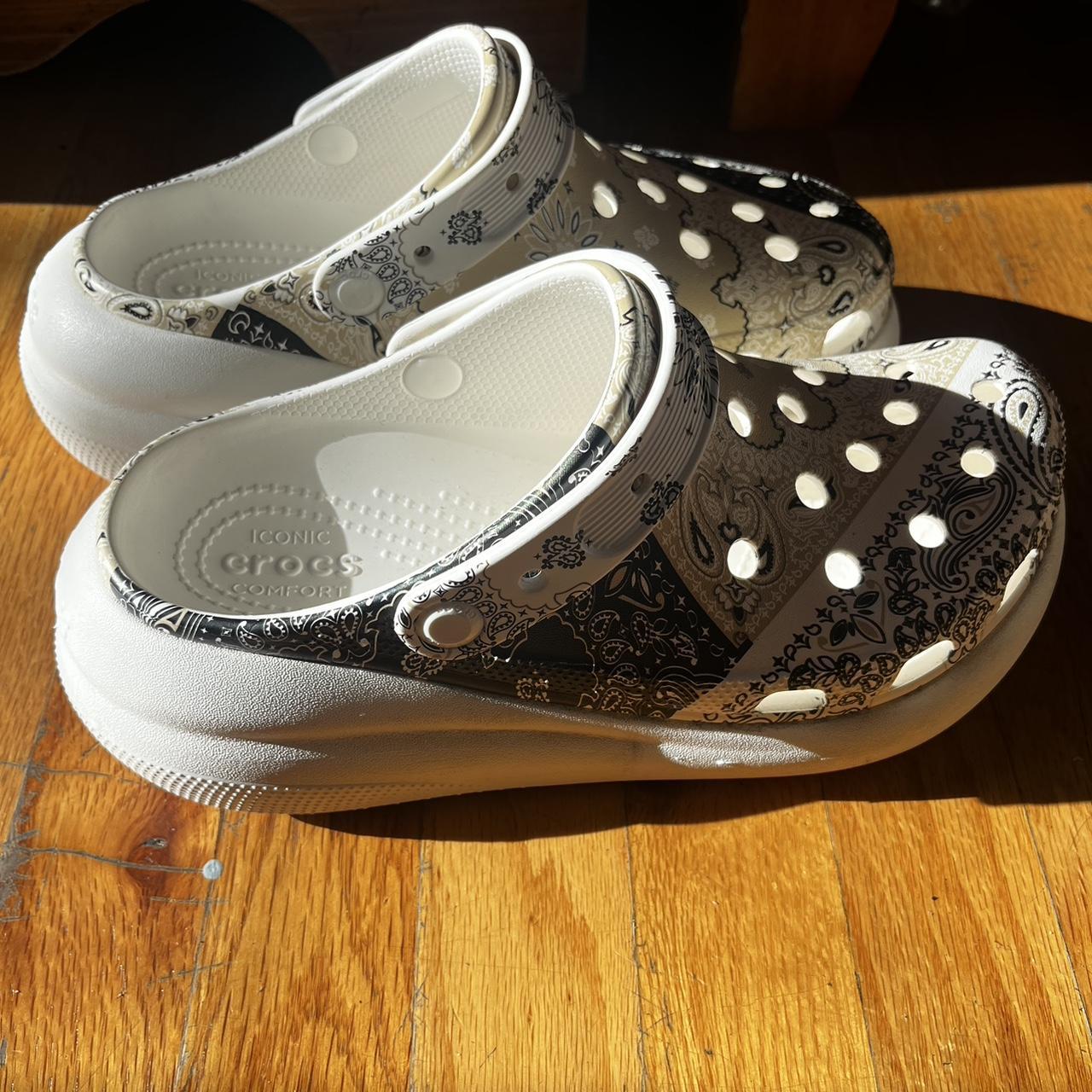 Super cool unique bandana platform crocs Size 9W... - Depop