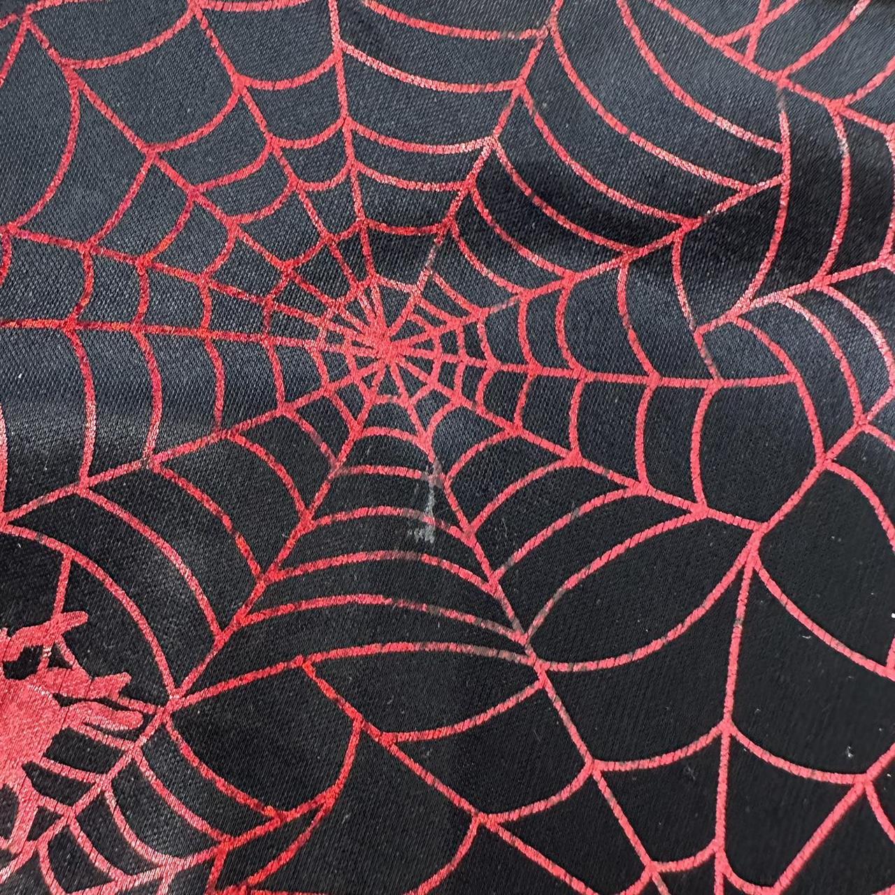 Y2K Black and Red Spider Web Zip Purse Good... - Depop