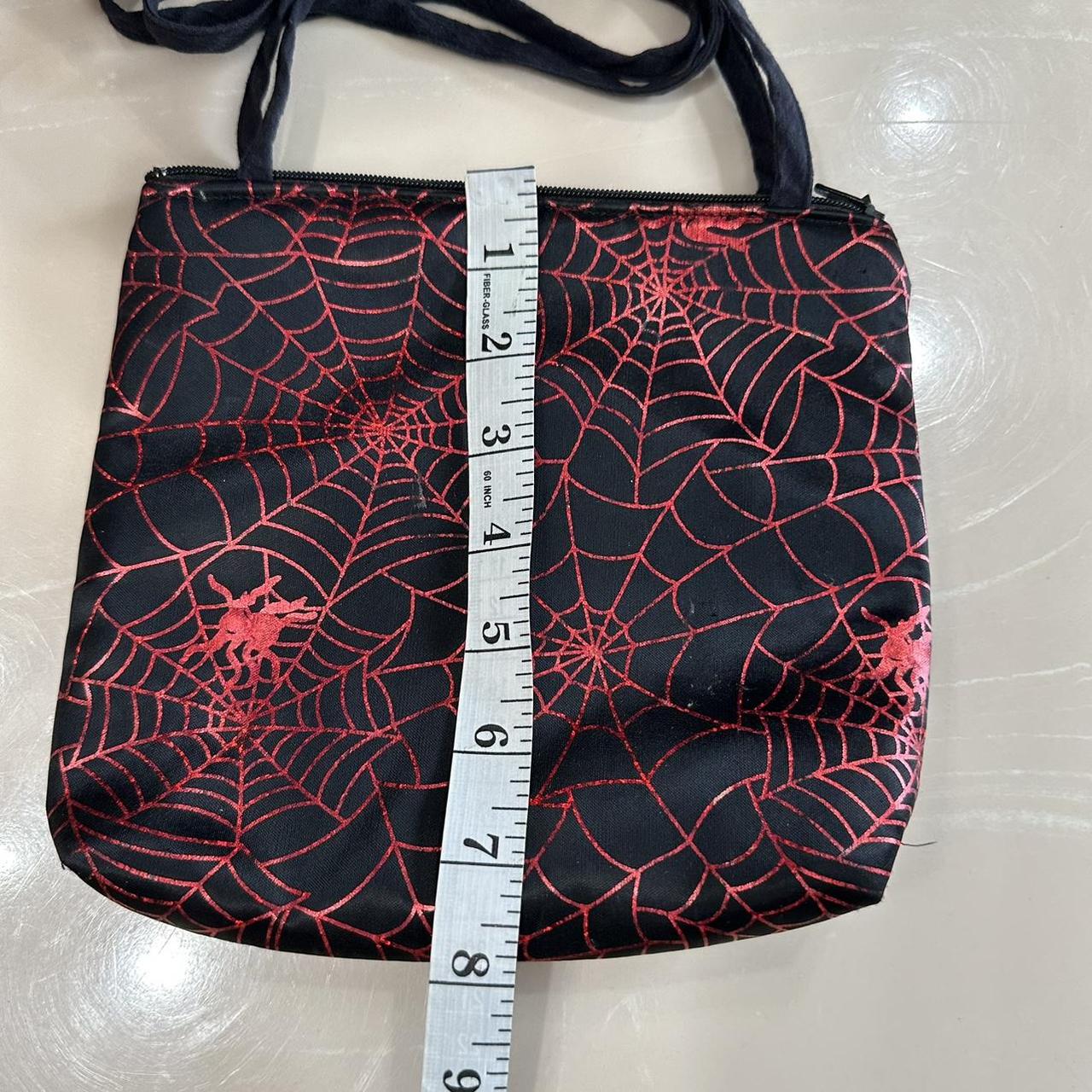 Y2K Black and Red Spider Web Zip Purse Good... - Depop