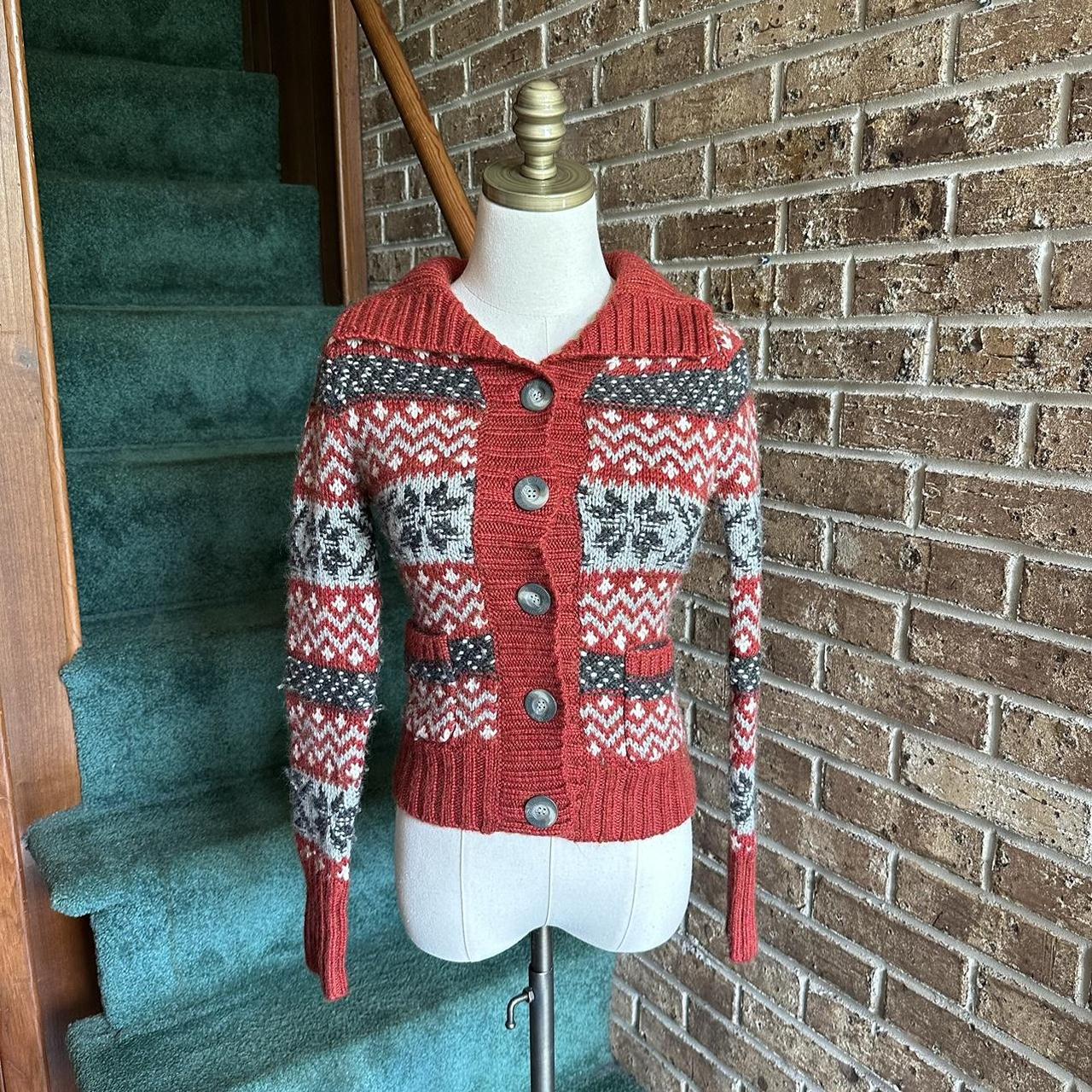 Aeropostale Red & White Snowflake Pattern Winter... - Depop