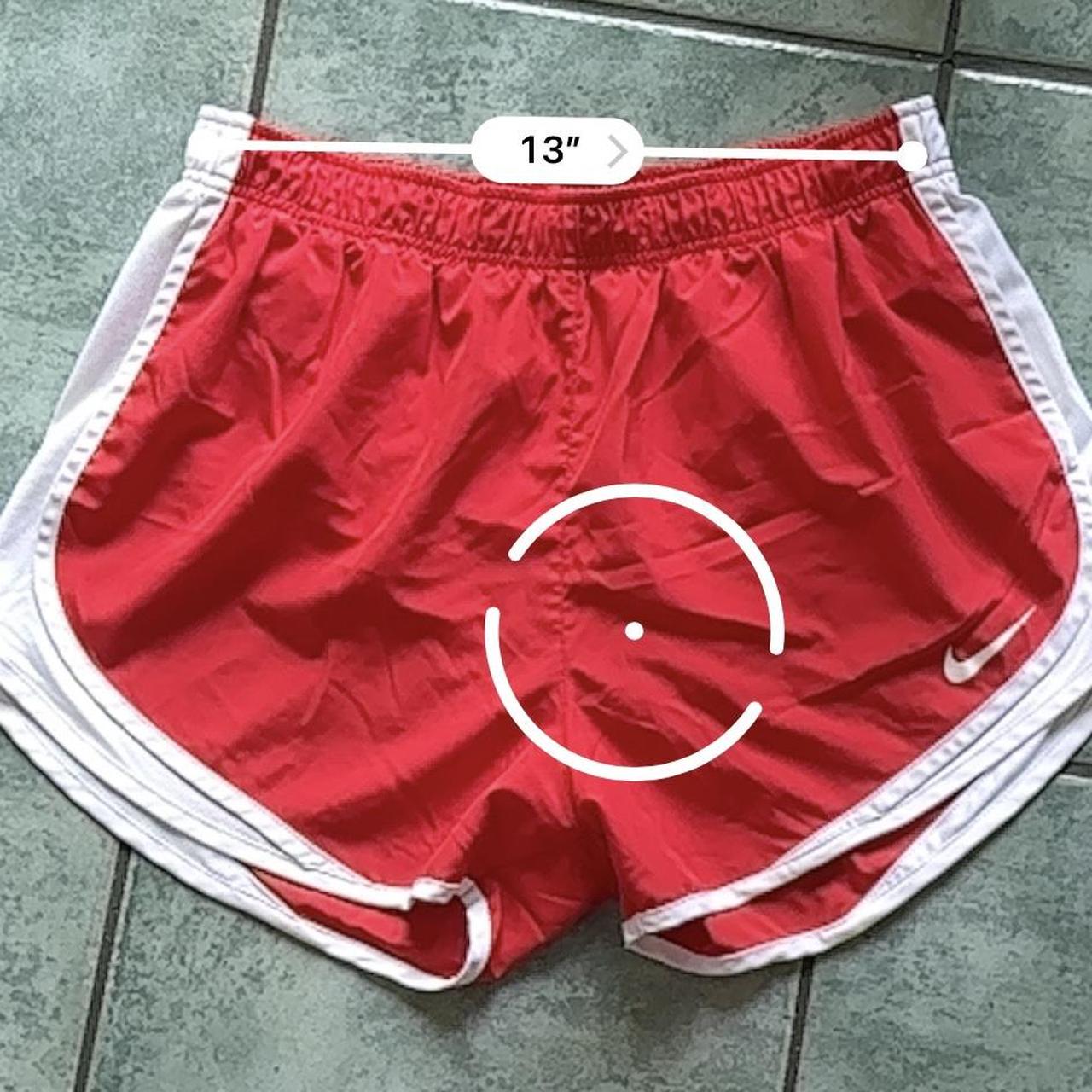 Nike Red & White Sporty Athletic Dri-Fit Shorts... - Depop