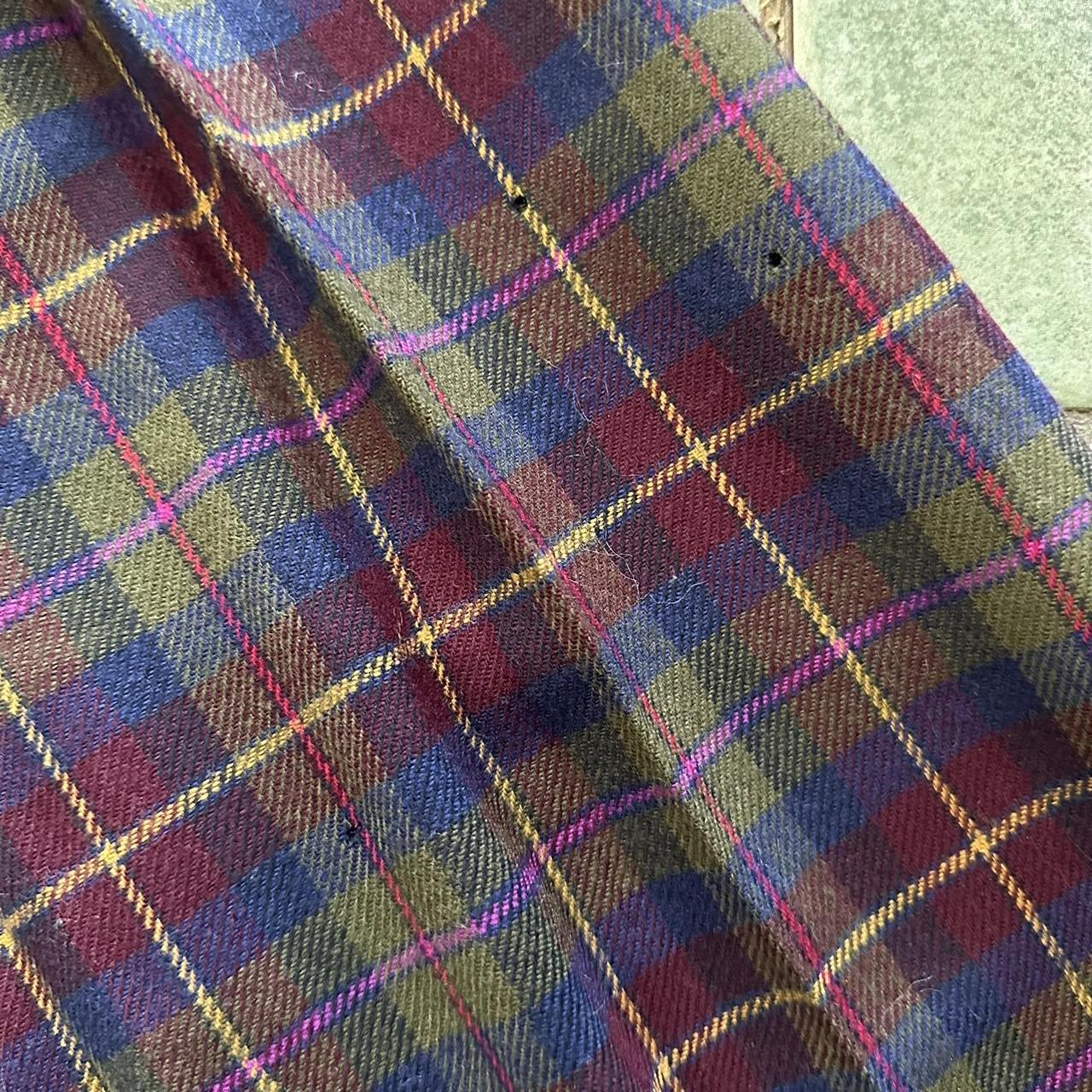 VTG dark fall winter colors plaid pleated wool... - Depop