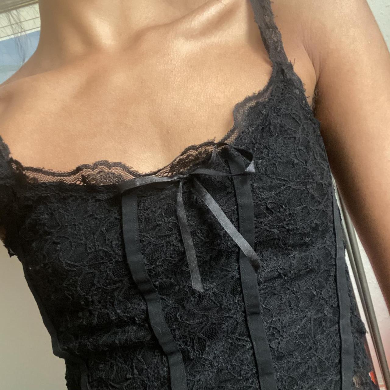 Black Lacey Corset Style Top Great On Its Own Or Depop