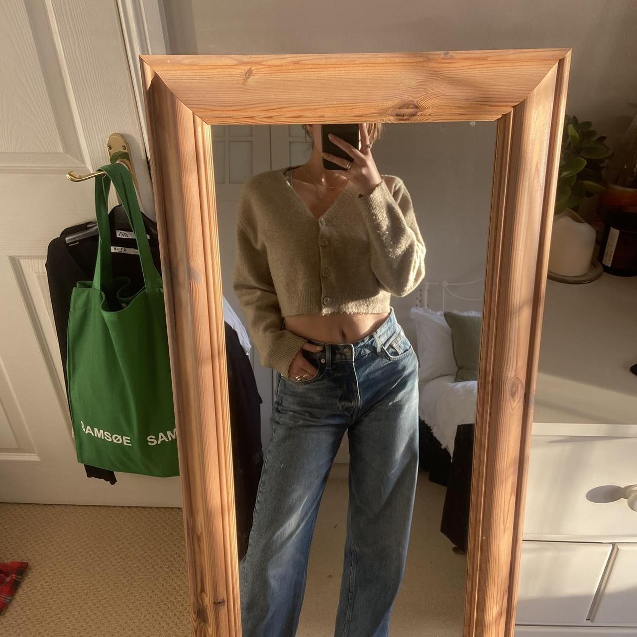 Collusion oatmeal / beige boxy cropped cardigan.... - Depop