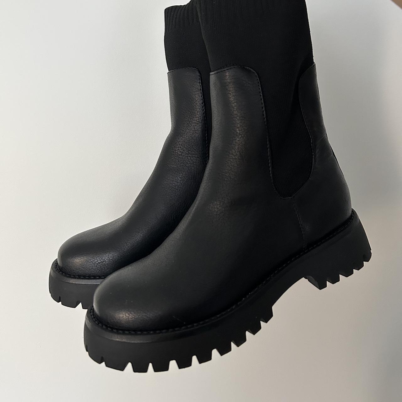 perfect chunky leather boot + size US 7 womens +... - Depop