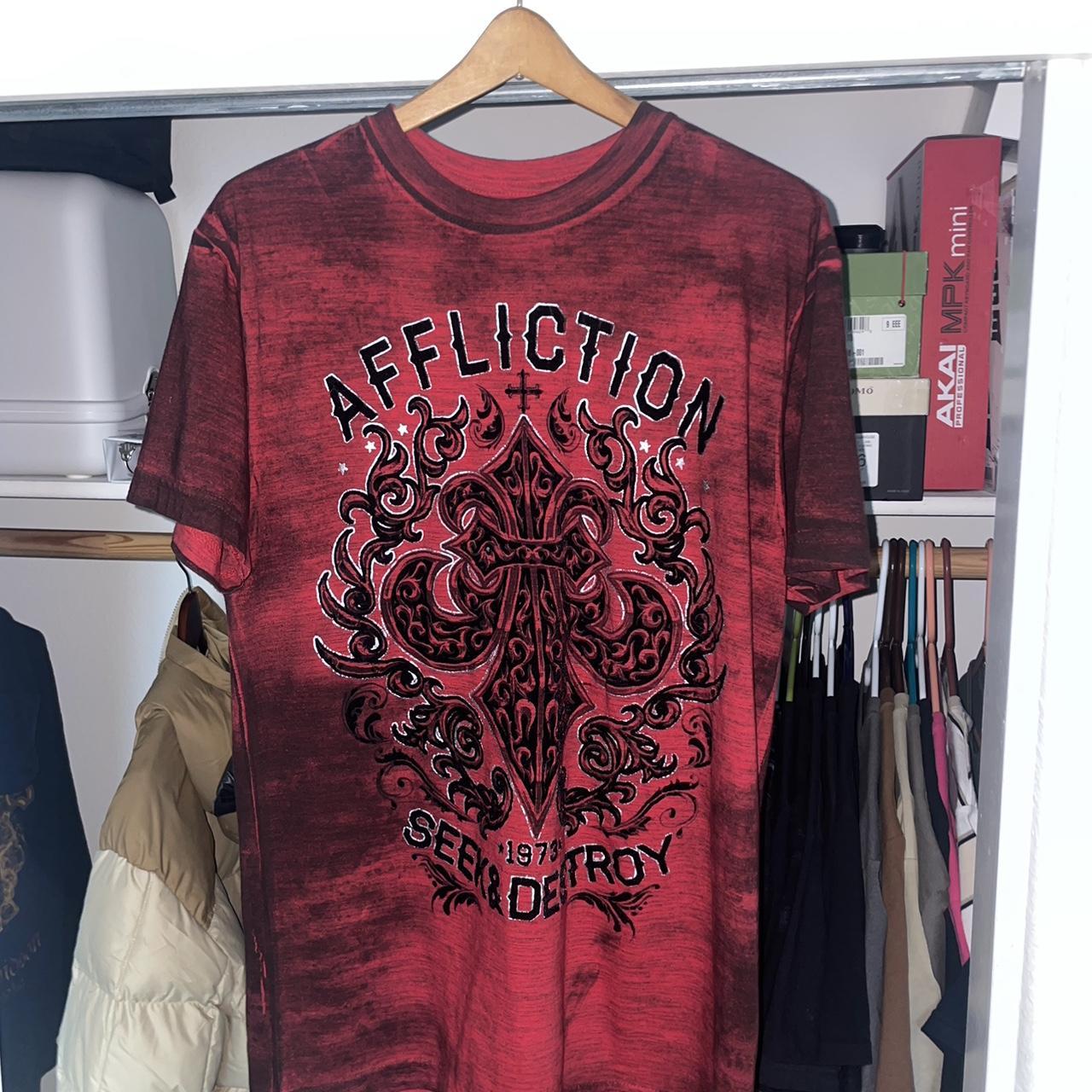 Affliction Seek and Destroy Tee 🩸 Measurements:... - Depop