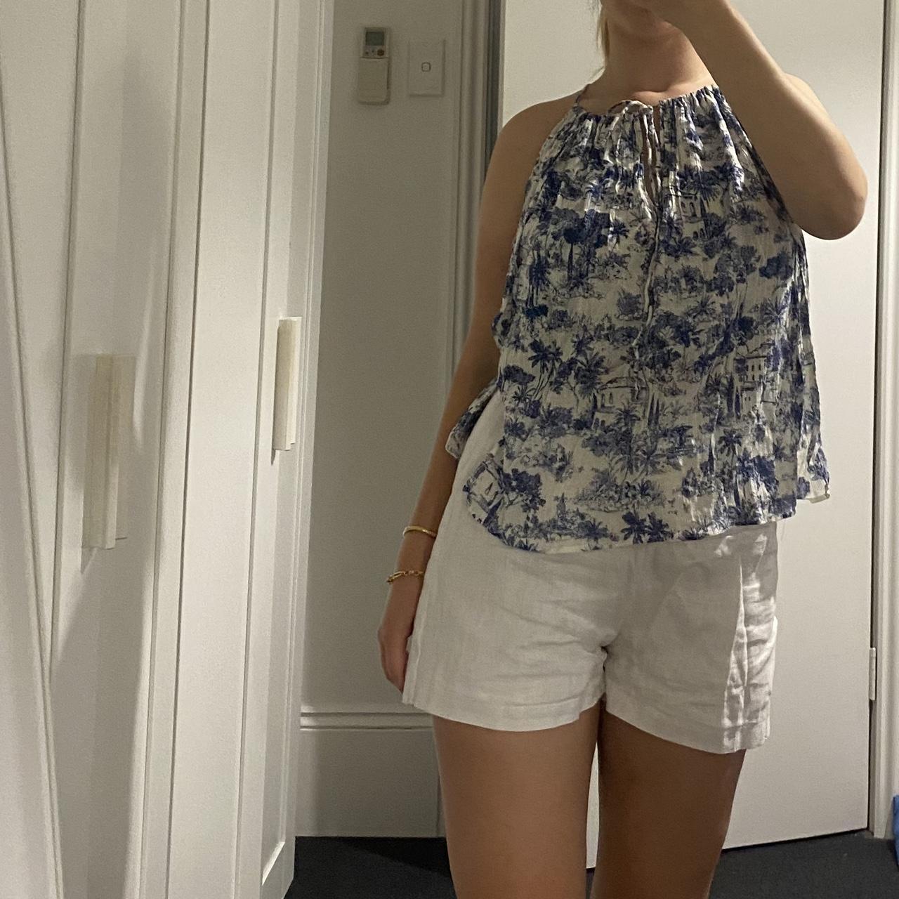 Sir the label halter neck top blue and white. Size... - Depop