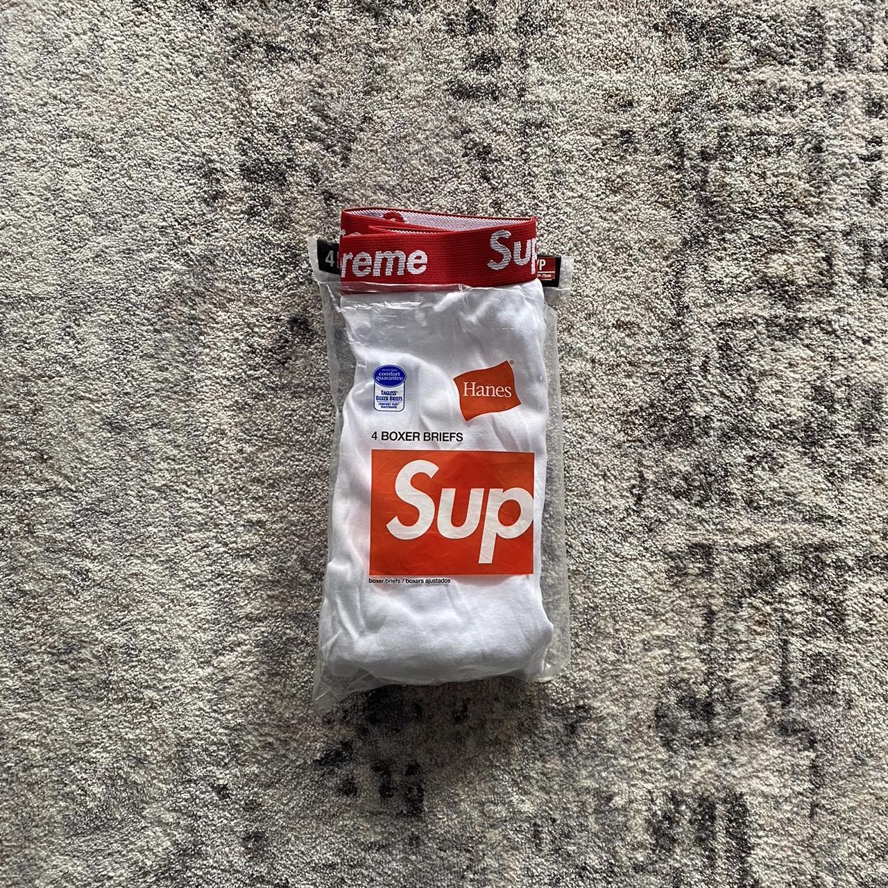 Supreme Men's White and Red Boxers-and-briefs | Depop