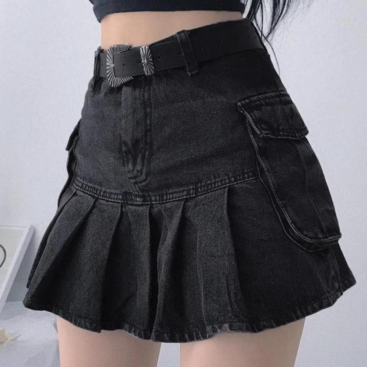 black denim mini skirt super new never worn ... - Depop