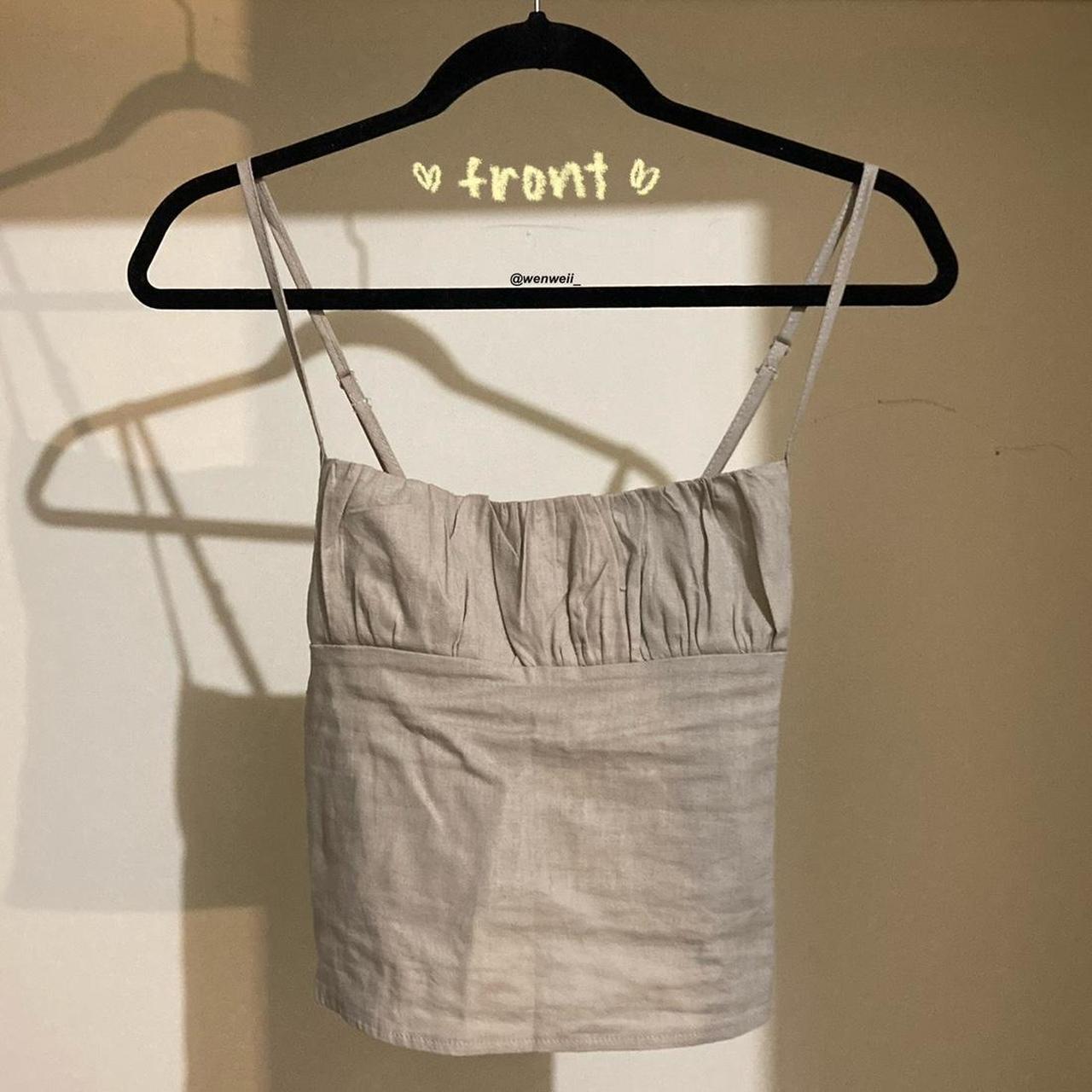 linen look open back top - Depop