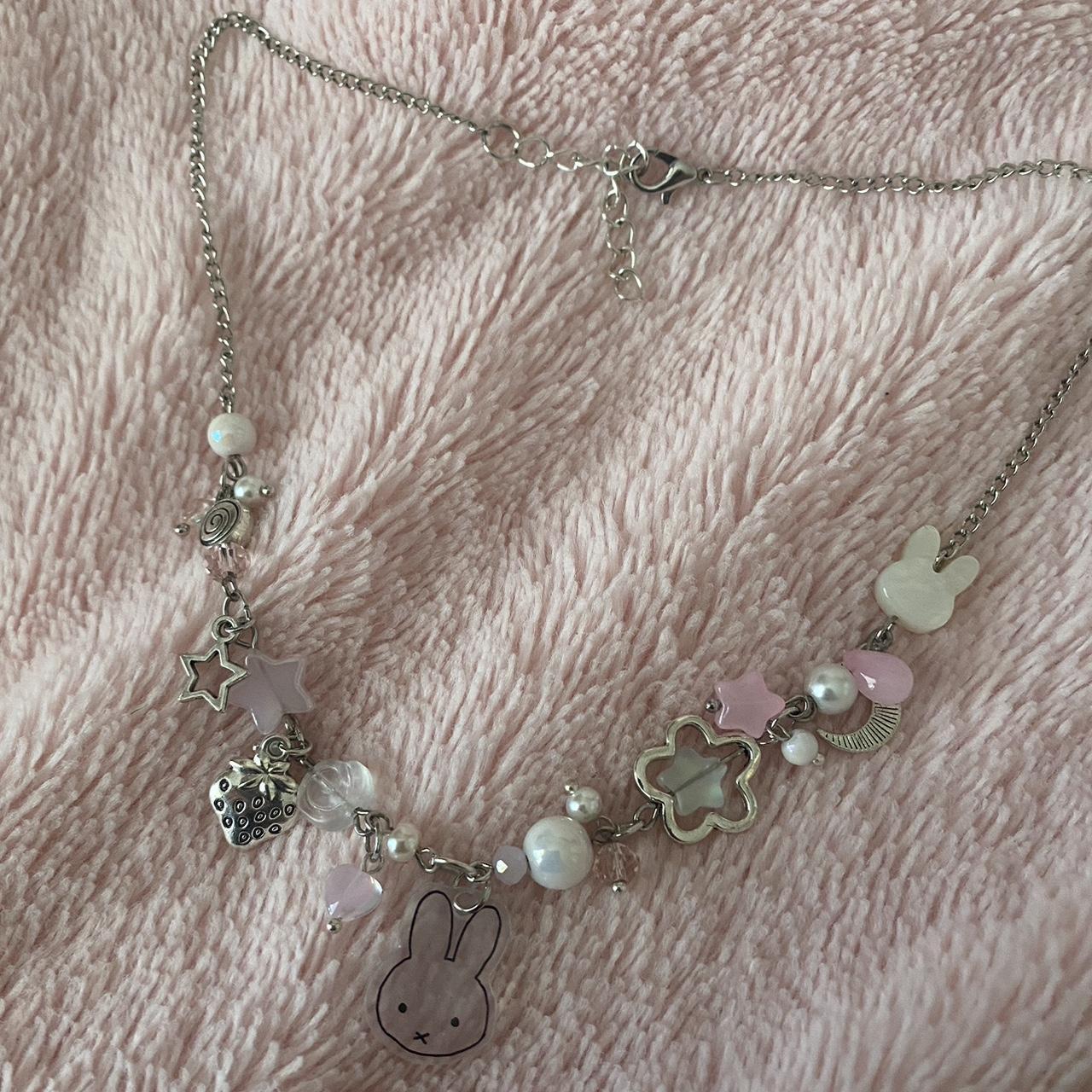 miffy charm beaded necklace from a us seller and... - Depop
