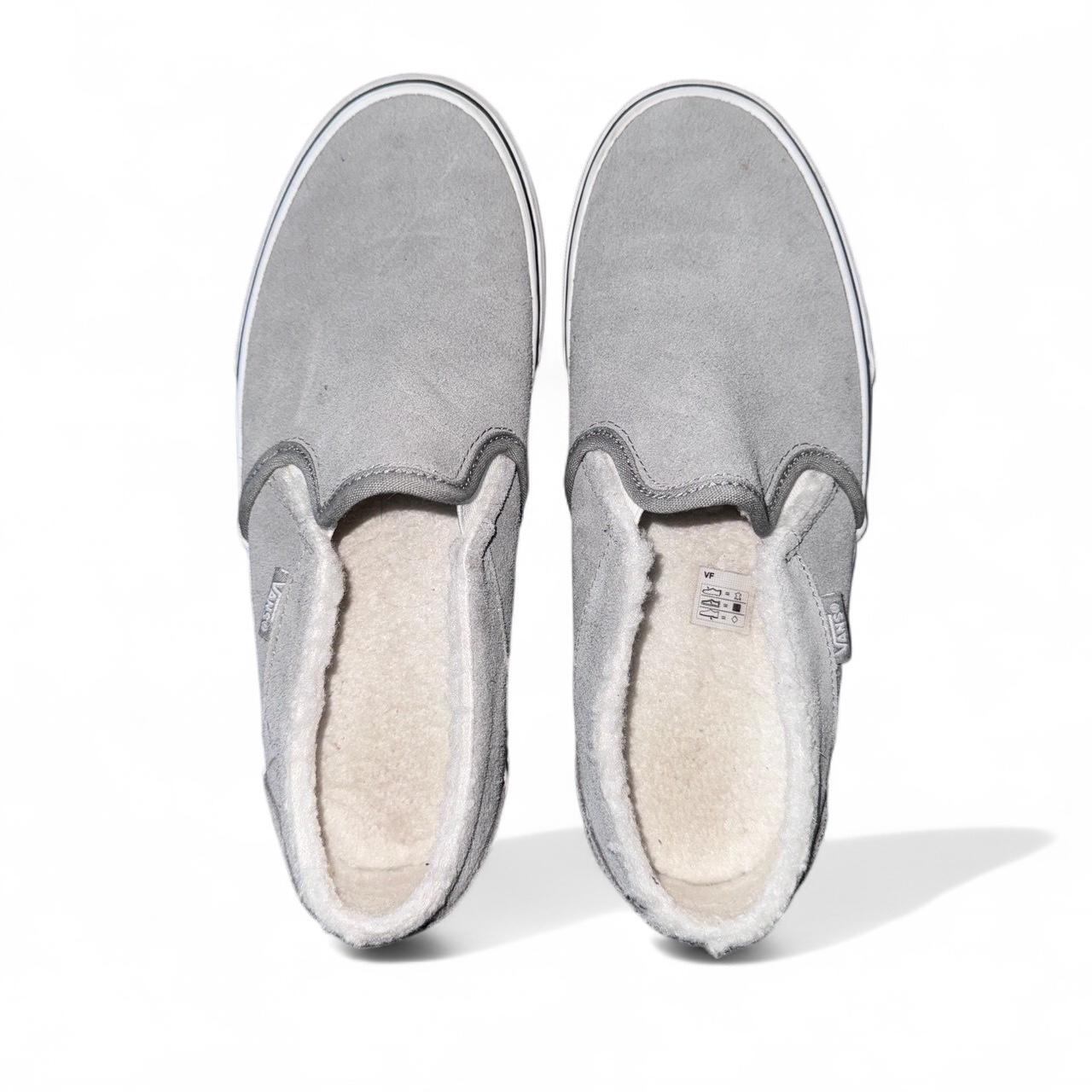 Great condition vans- light grey, fuzzy inside. Size... | Depop