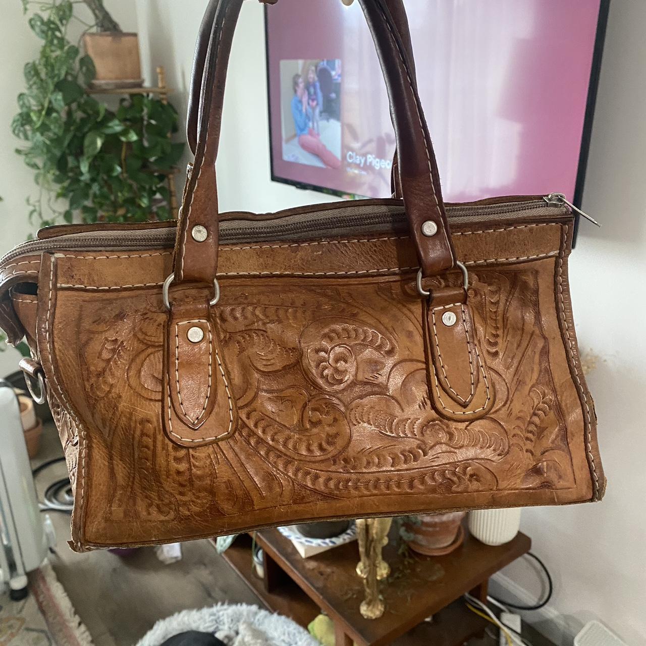 Vintage leather embossed purse. Has considerable... - Depop