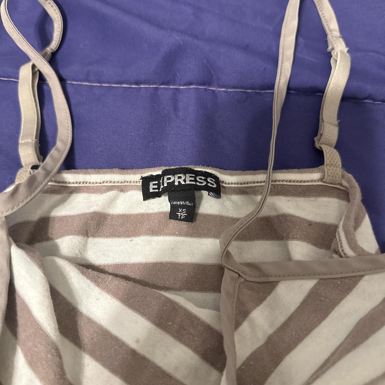 Tan & white striped Express tank top Size xs super... | Depop