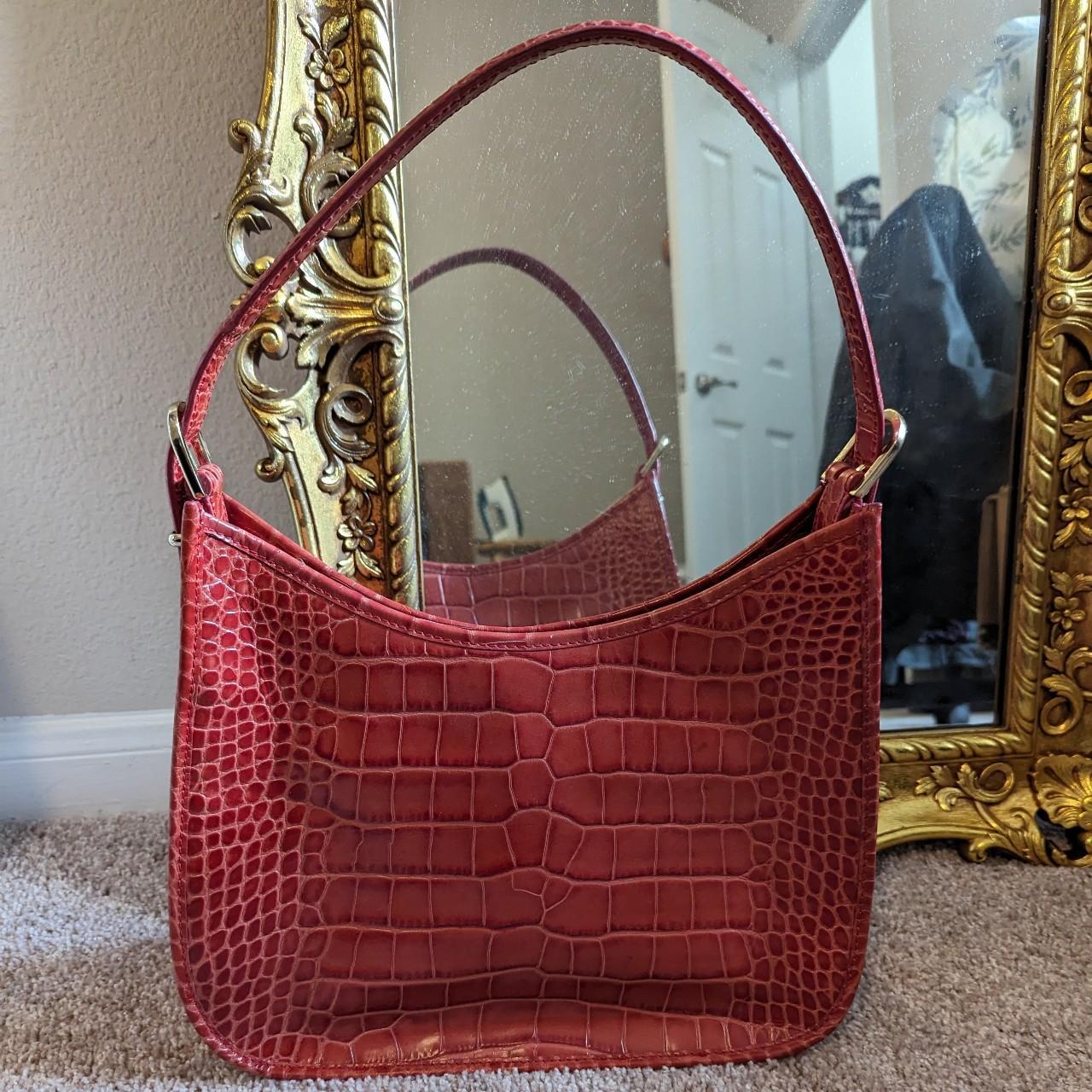 Mark Cross red croc leather shoulder bag - Depop