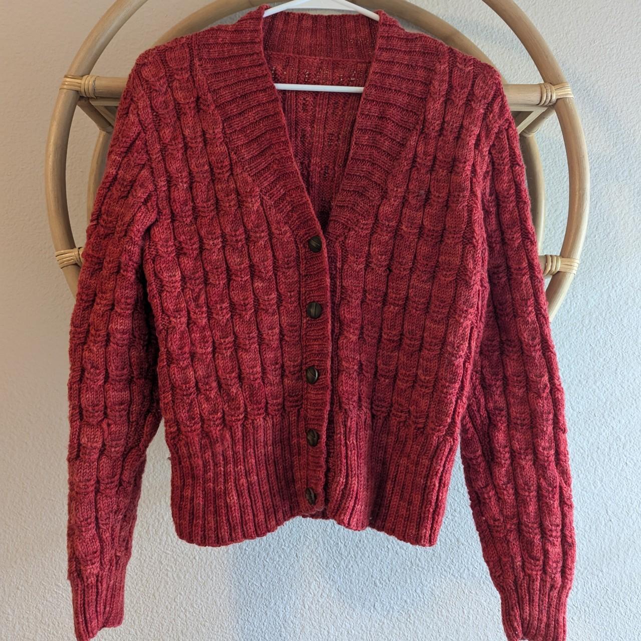 red cropped cardigan - Depop