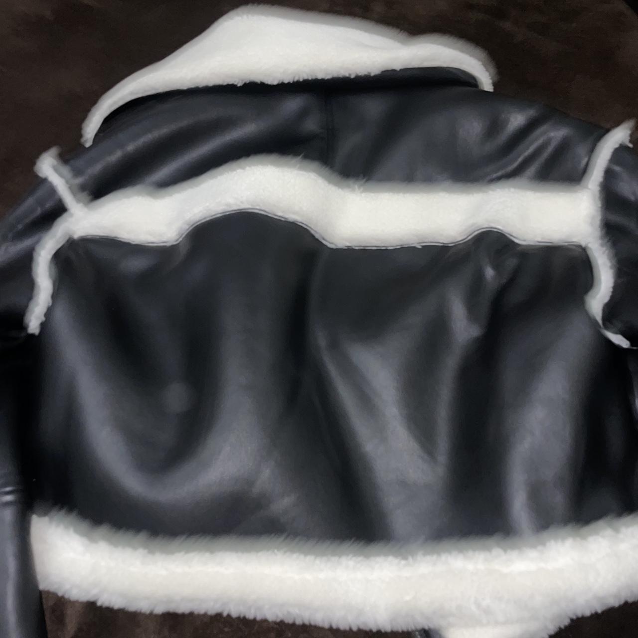 Noize Viveca Cropped Shearling Vegan Leather Jacket... - Depop
