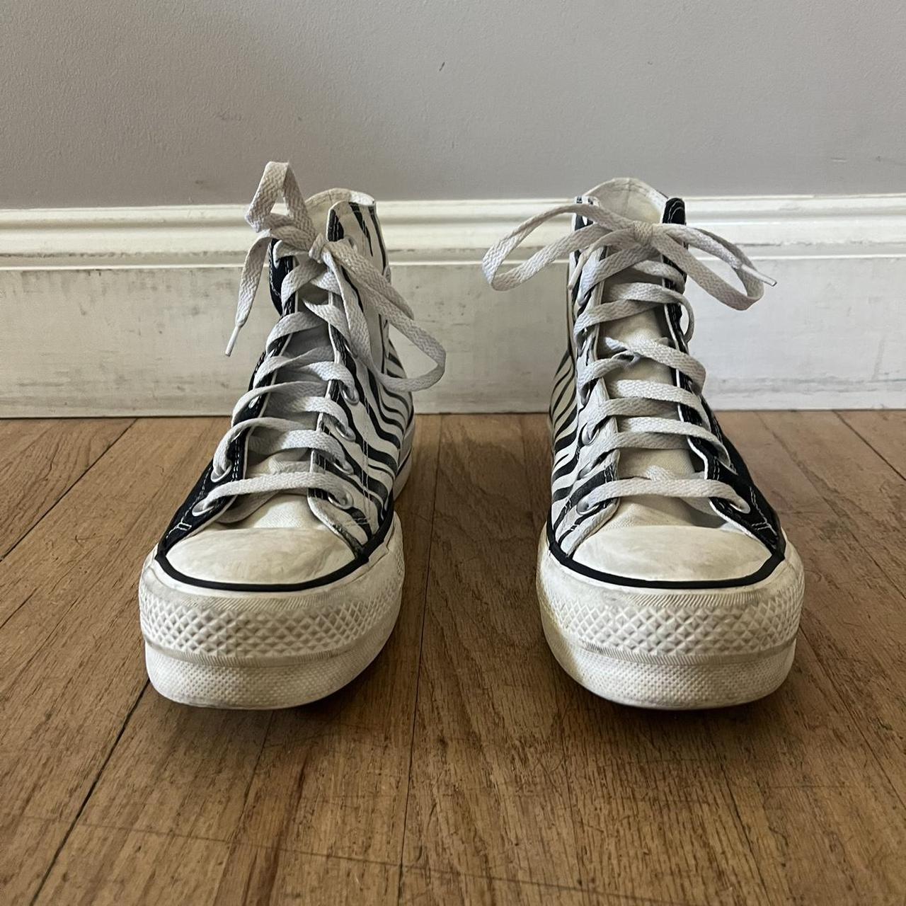 zebra print platform converse size: 8.5... - Depop