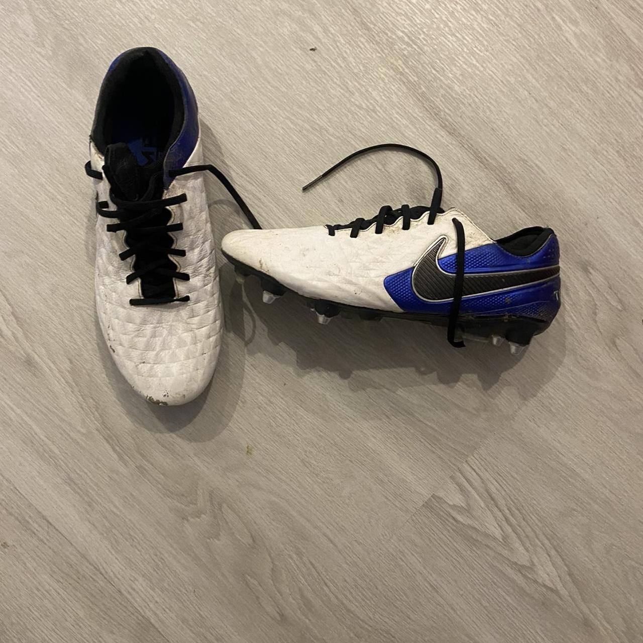 White blue Nike tiempos Anita clog football boots... - Depop